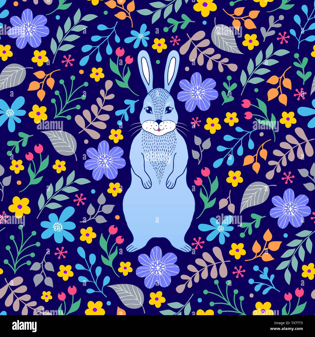 bunny and flowers Stock Vector Image & Art - Alamy
