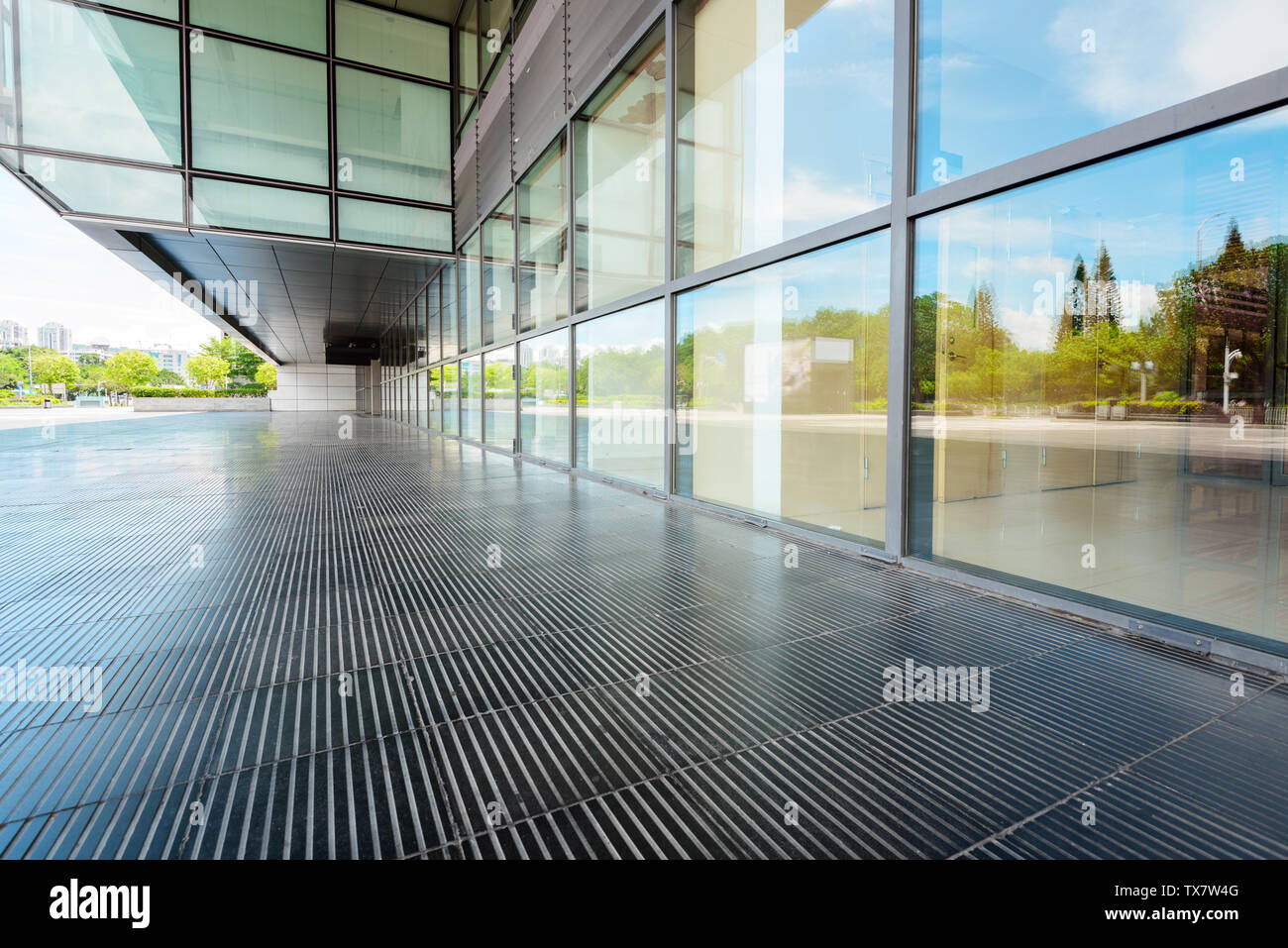 Modern square and skyscrapers Stock Photo - Alamy