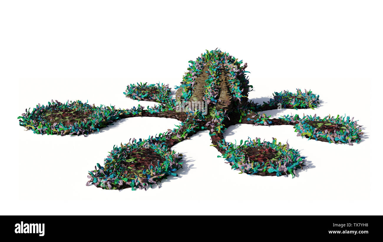 alien plant, extraterrestrial world flora isolated on white background ...