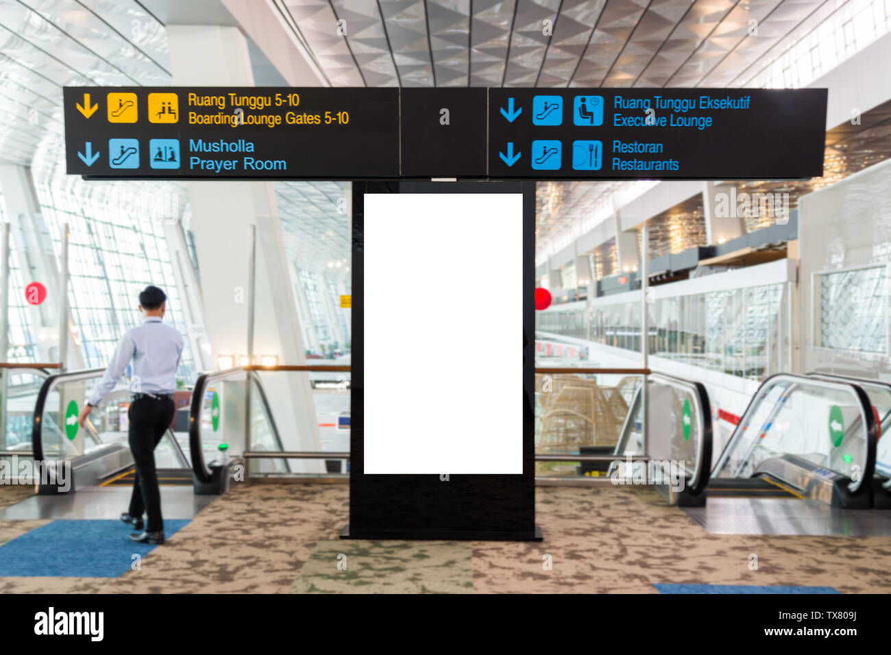 beauty full blank advertising billboard at airport background large LCD ...