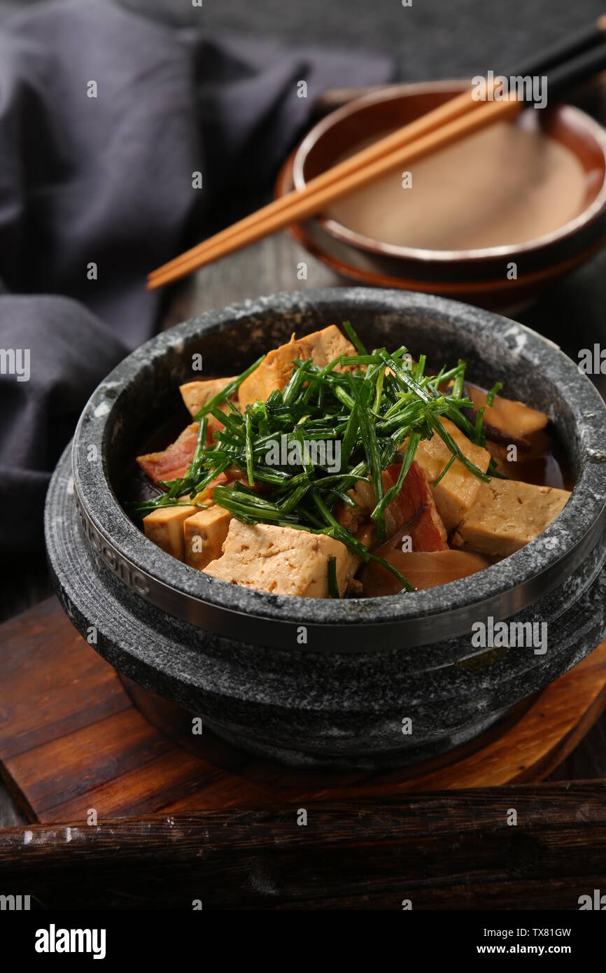 Chinese food stone pot tofu Stock Photo - Alamy