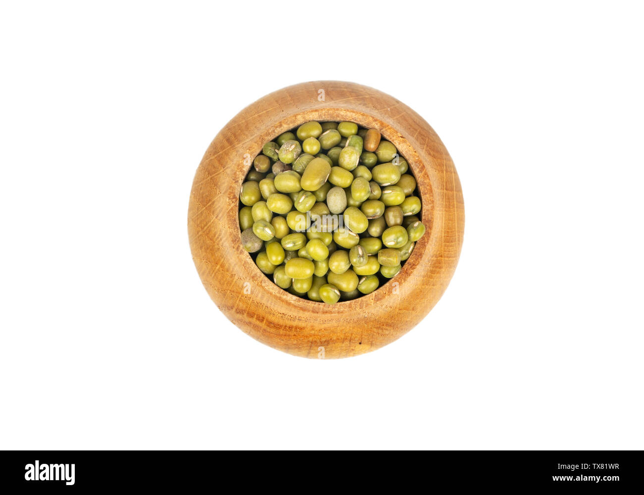 Dry mash grains in wood container isolated on white background, top ...