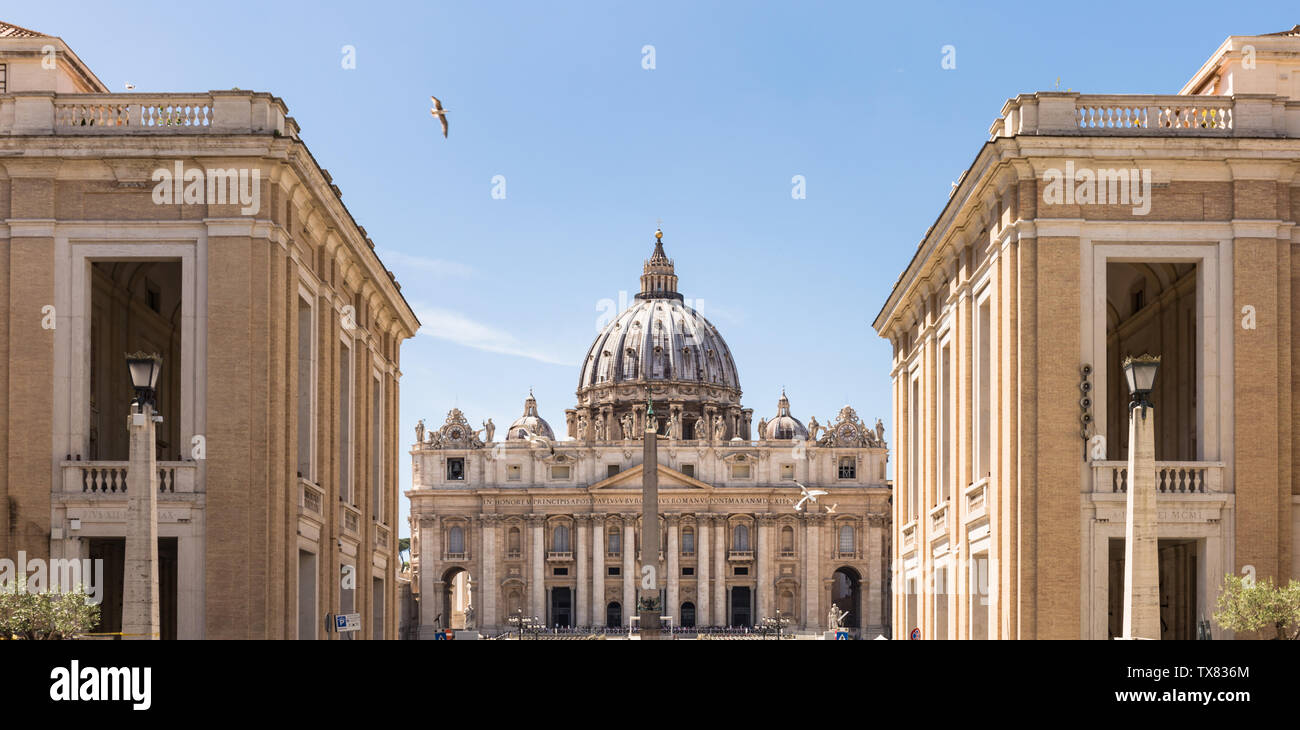 Saint Peter’s Basilica, main facade and dome. Vatican City Stock Photo ...