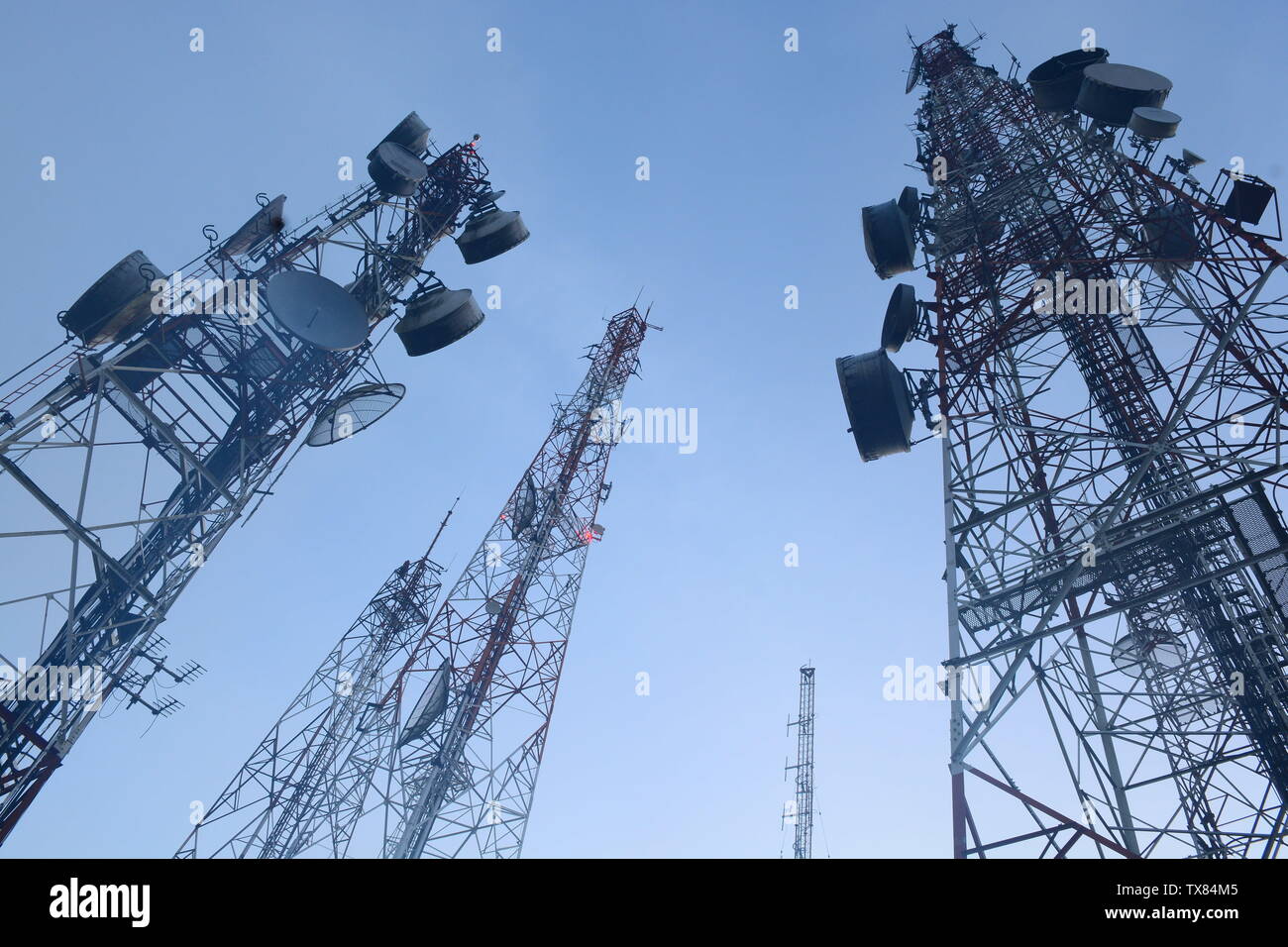telecommunication mast TV antennas wireless technology Stock Photo - Alamy
