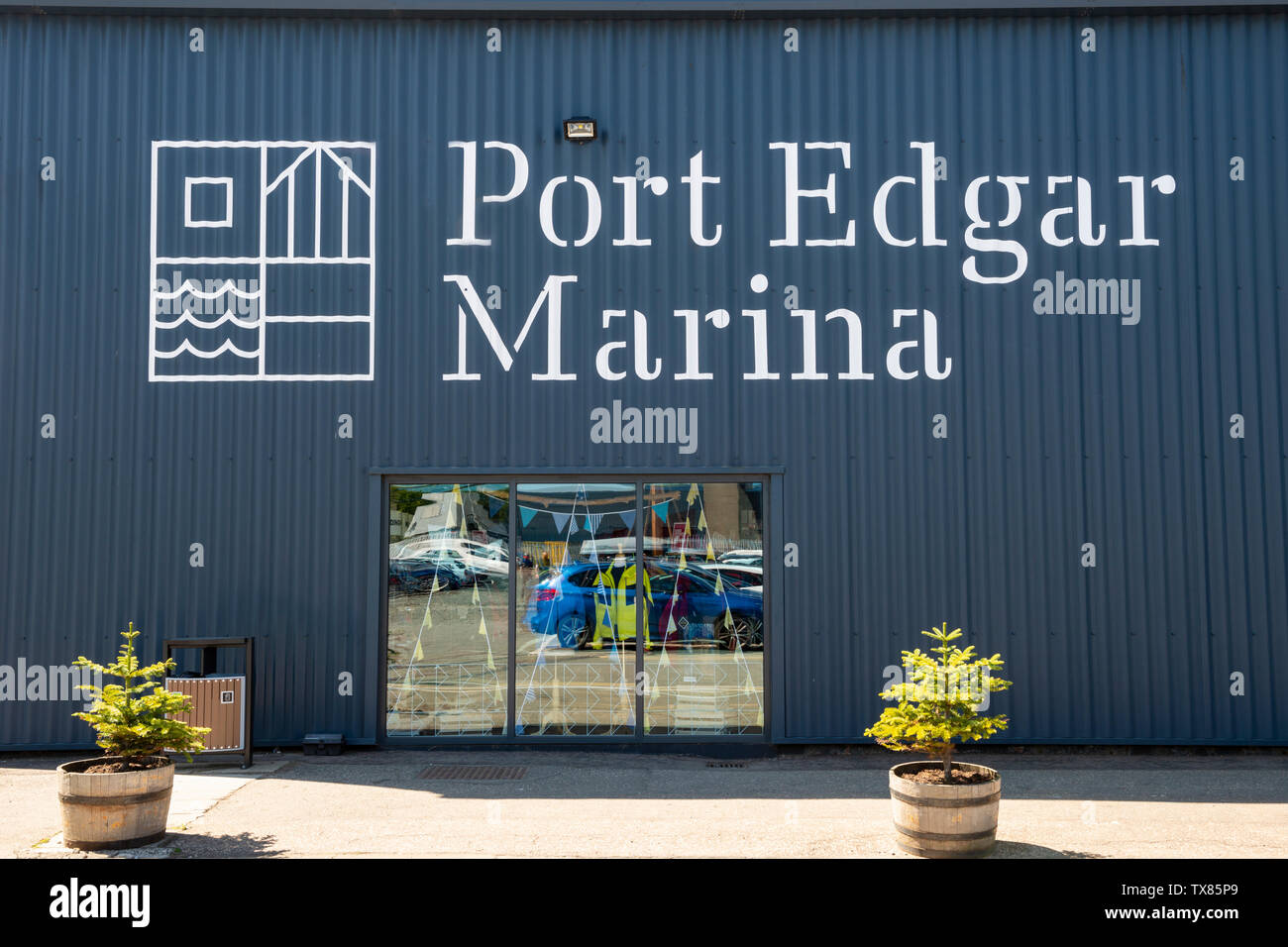 Port Edgar Marina sign on side of warehouse at Port Edgar, South ... Port Edgar Marina sign on side of warehouse at Port Edgar, South ...