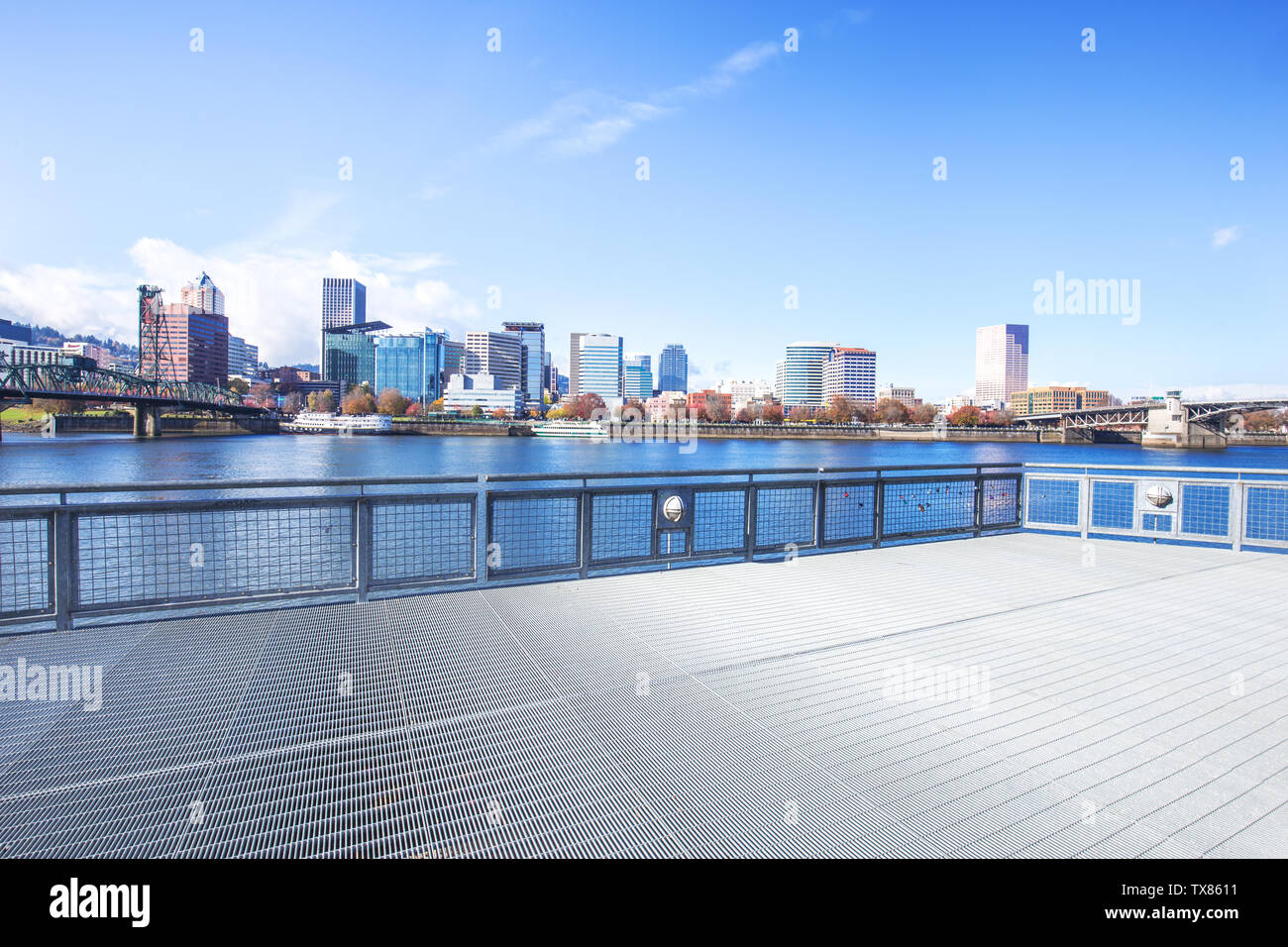 empty floor with cityscape and skyline in portland Stock Photo - Alamy