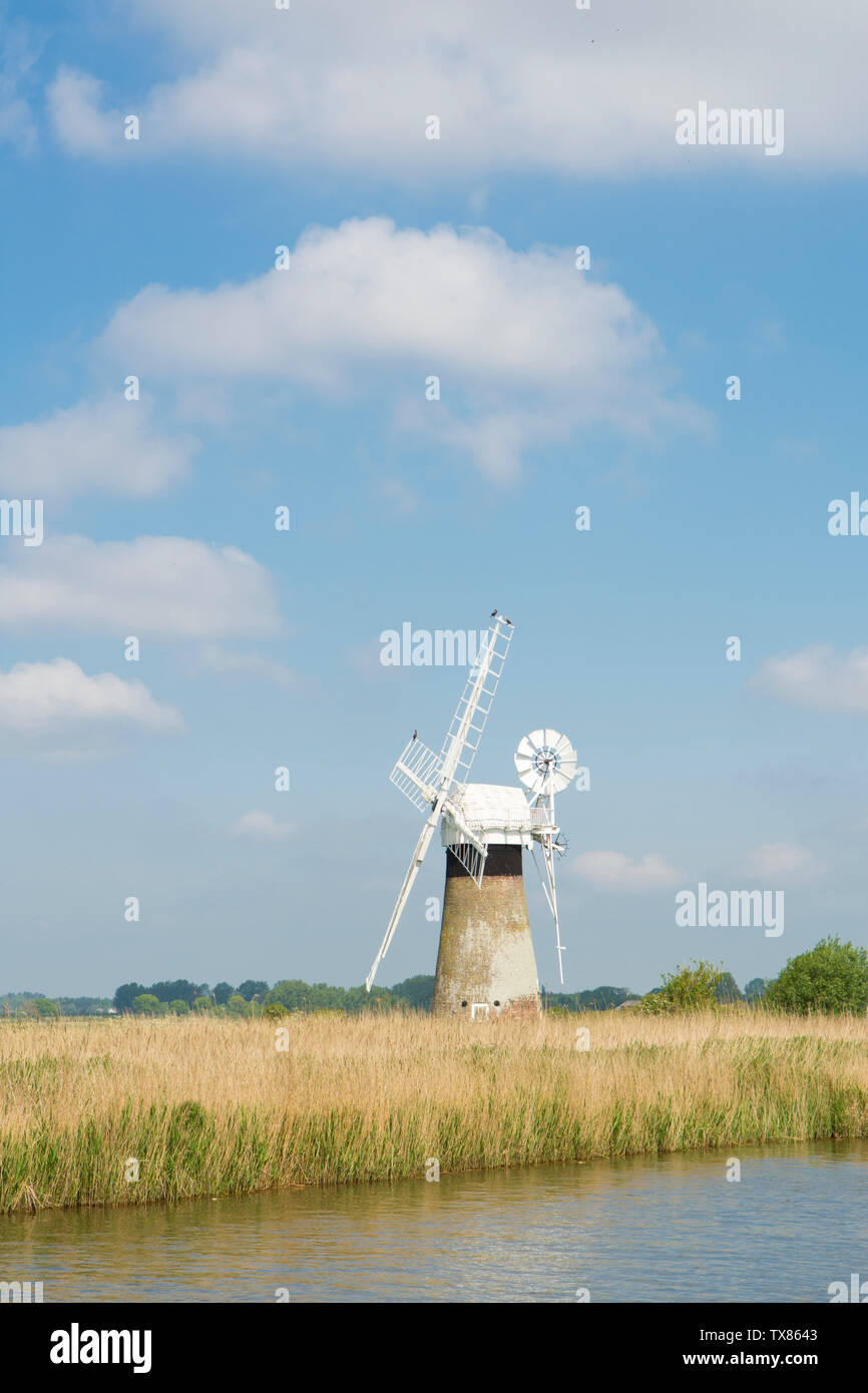 St Benet's Level Drainage Mill, seen from river Thurne, The Norfolk ...