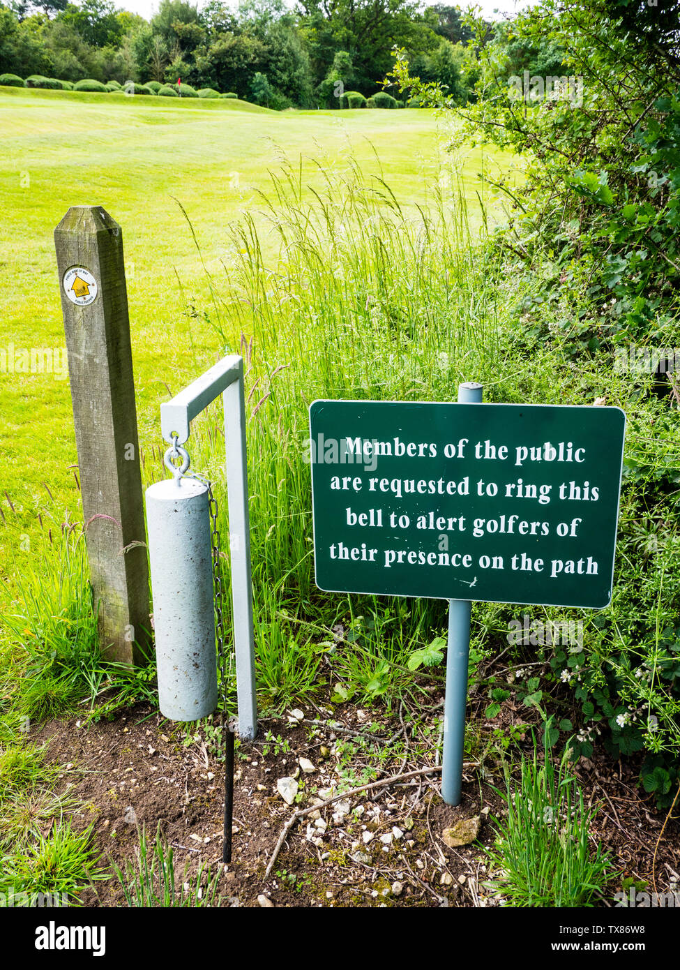 Sign to Ring Bell, When Using Footpath, Golf course, Streatley ...