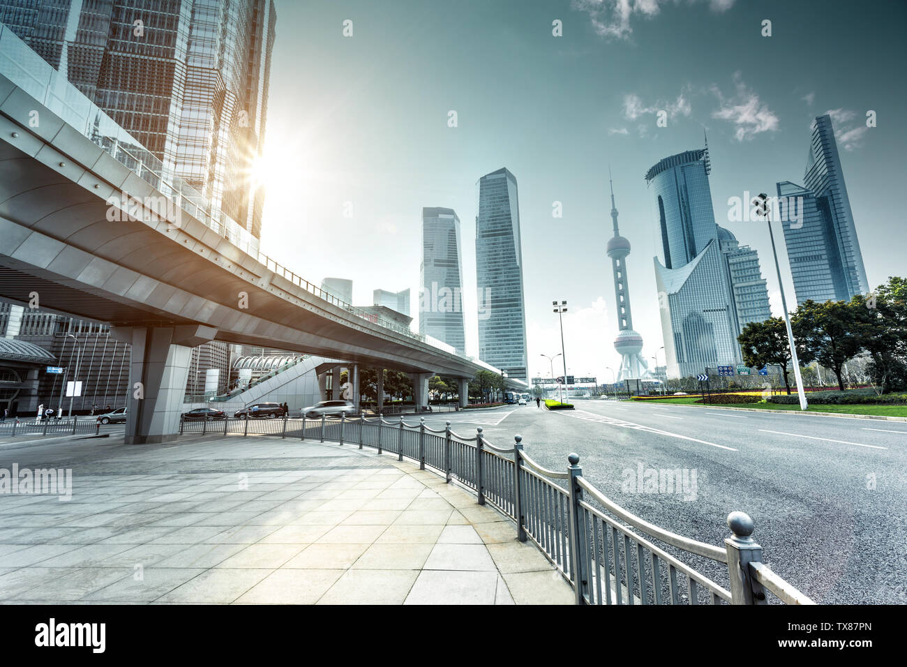 urban road and modern city skyline Stock Photo - Alamy