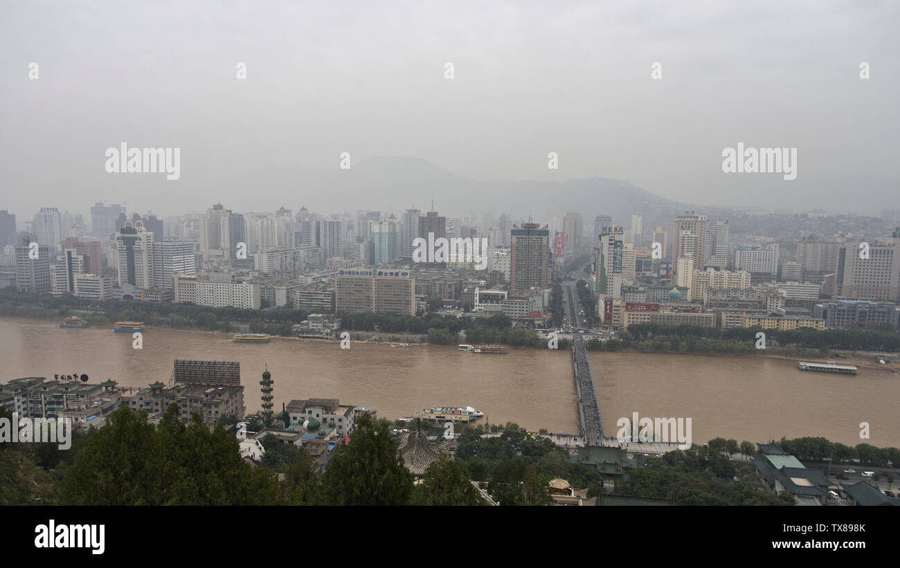 Lanzhou Yellow River Zhongshan Bridge Stock Photo - Alamy