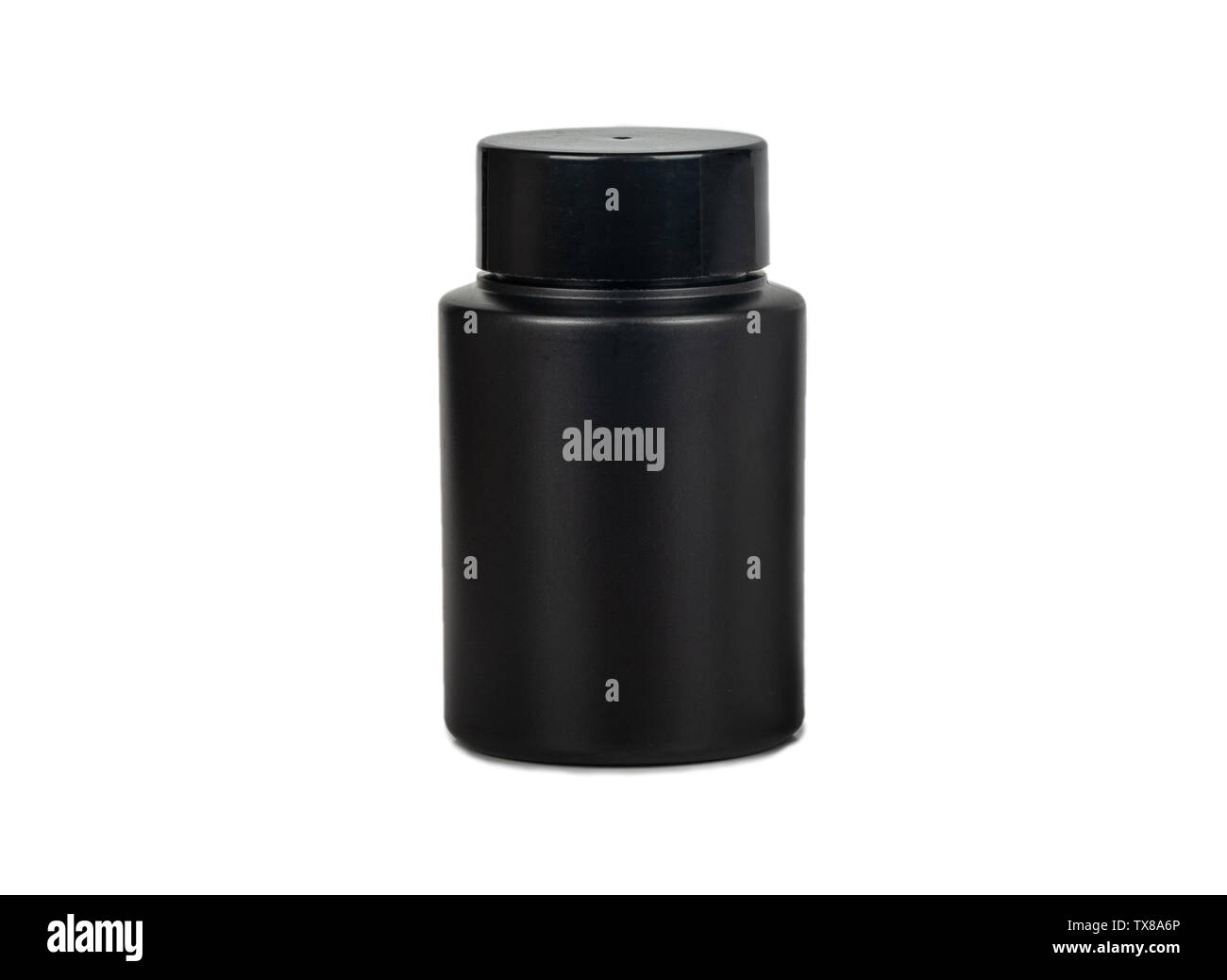Black plastic jar isolated on white background Stock Photo - Alamy