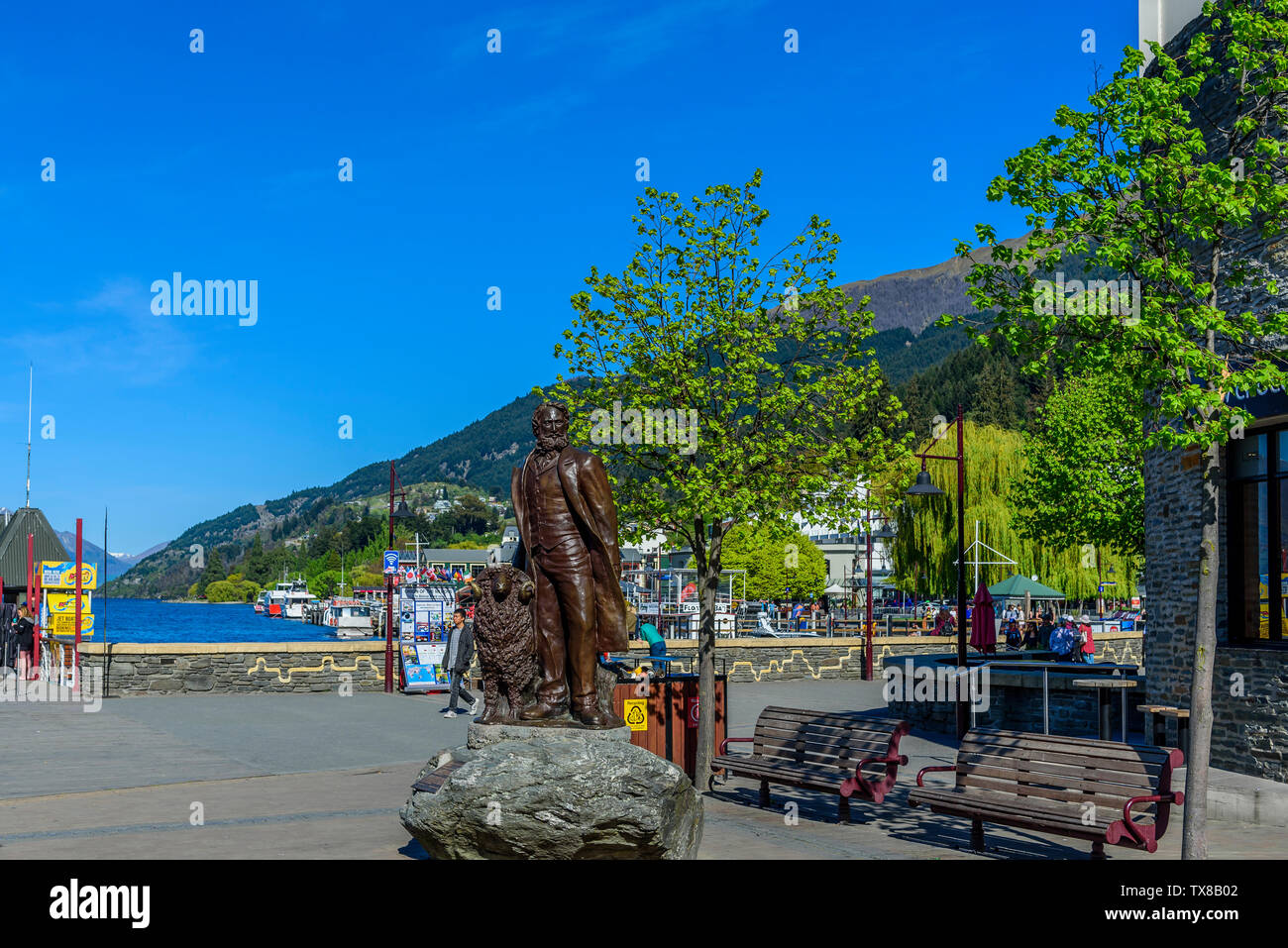 QUEENSTOWN, NEW ZEALAND - OCTOBER 10, 2018: Statue of William Gilbert ...