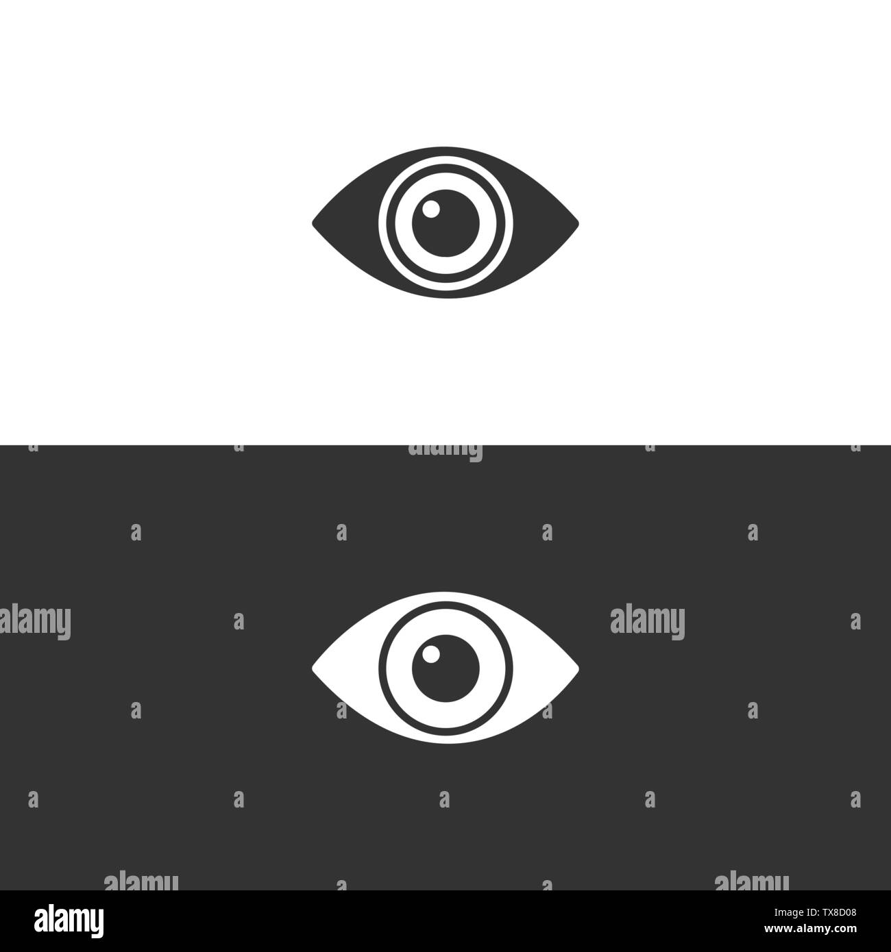 Body senses vision. Eye icon on black and white background. Vector ...