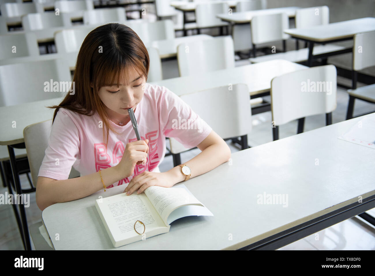Asian college students study examination education in classrooms Stock ...