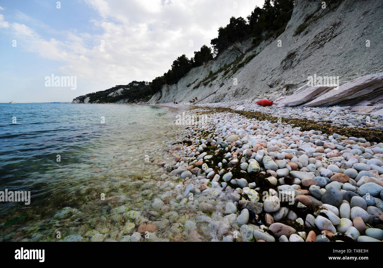 Scenic view of Mount Conero National Park Coastline in Sirolo, Italy ...