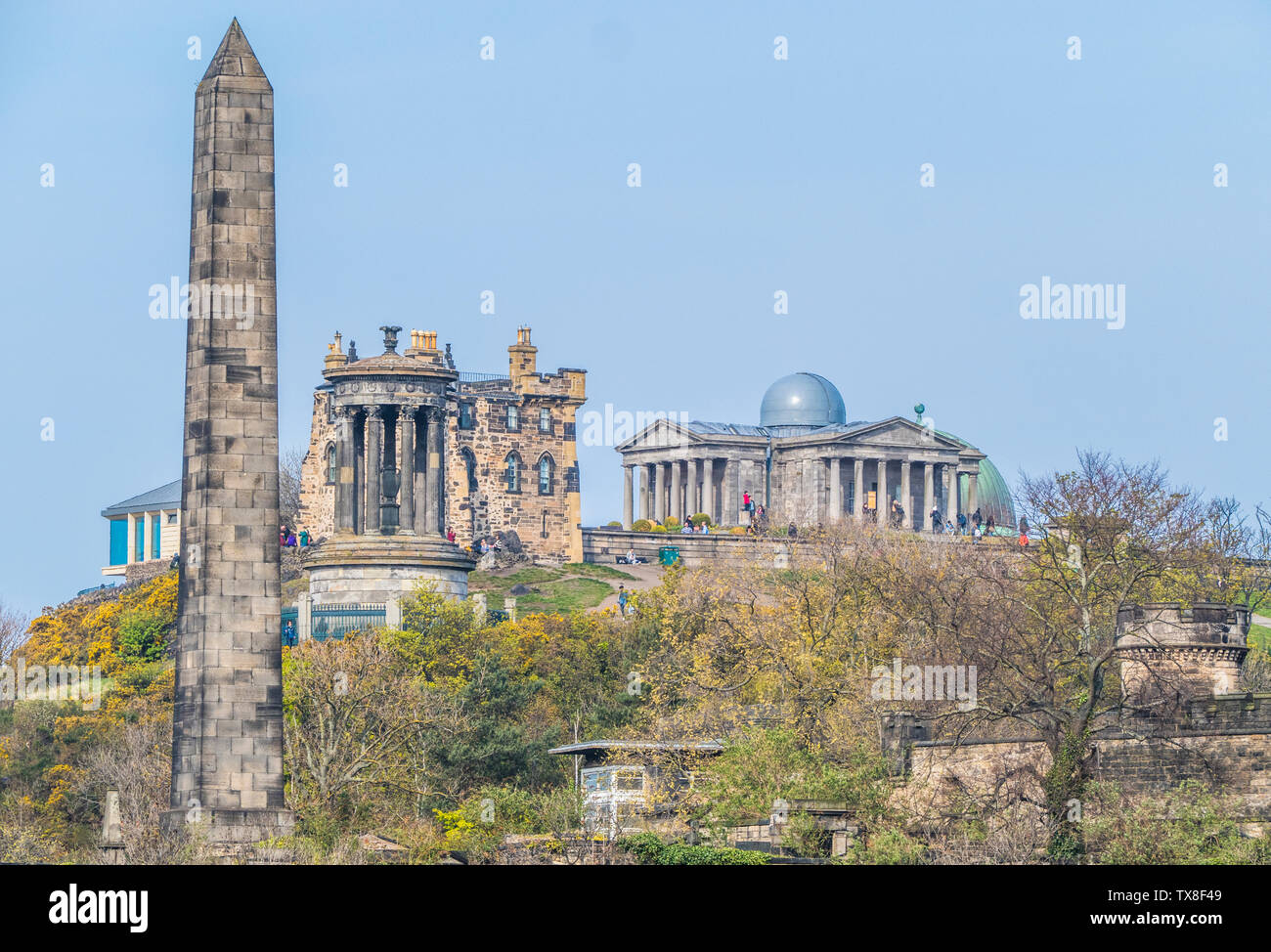 Calton Hill and its iconic monuments, taken from North Bridge some ...