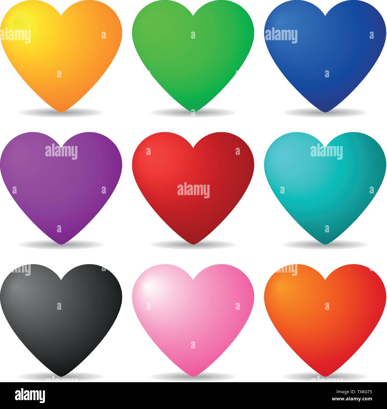 Set of Colored 3d Hearts isolated on white background for Your Design ...