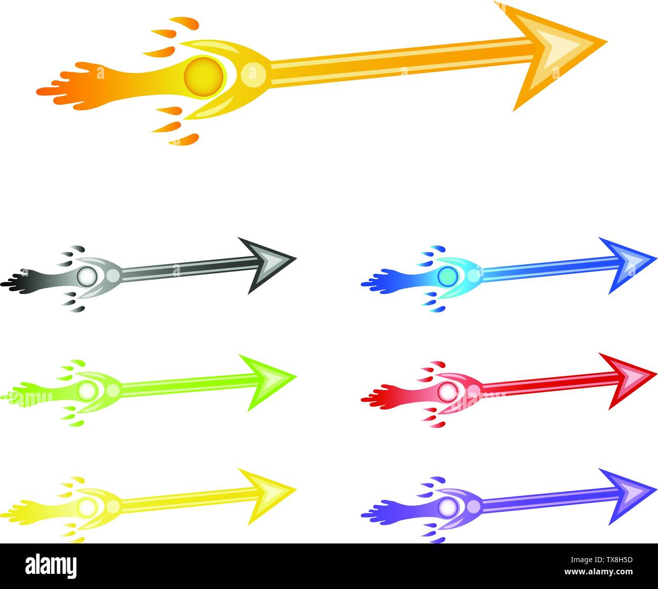Mystic Magic Arrows isolated on a white background. Wizard Skills ...