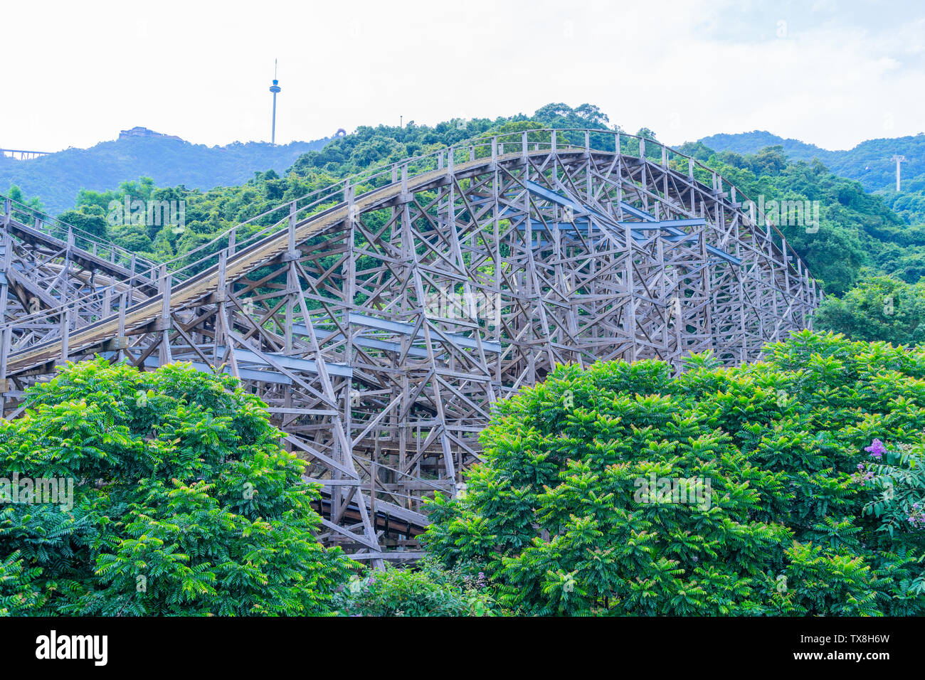 Eastern Overseas Chinese City wooden roller coaster Stock Photo - Alamy