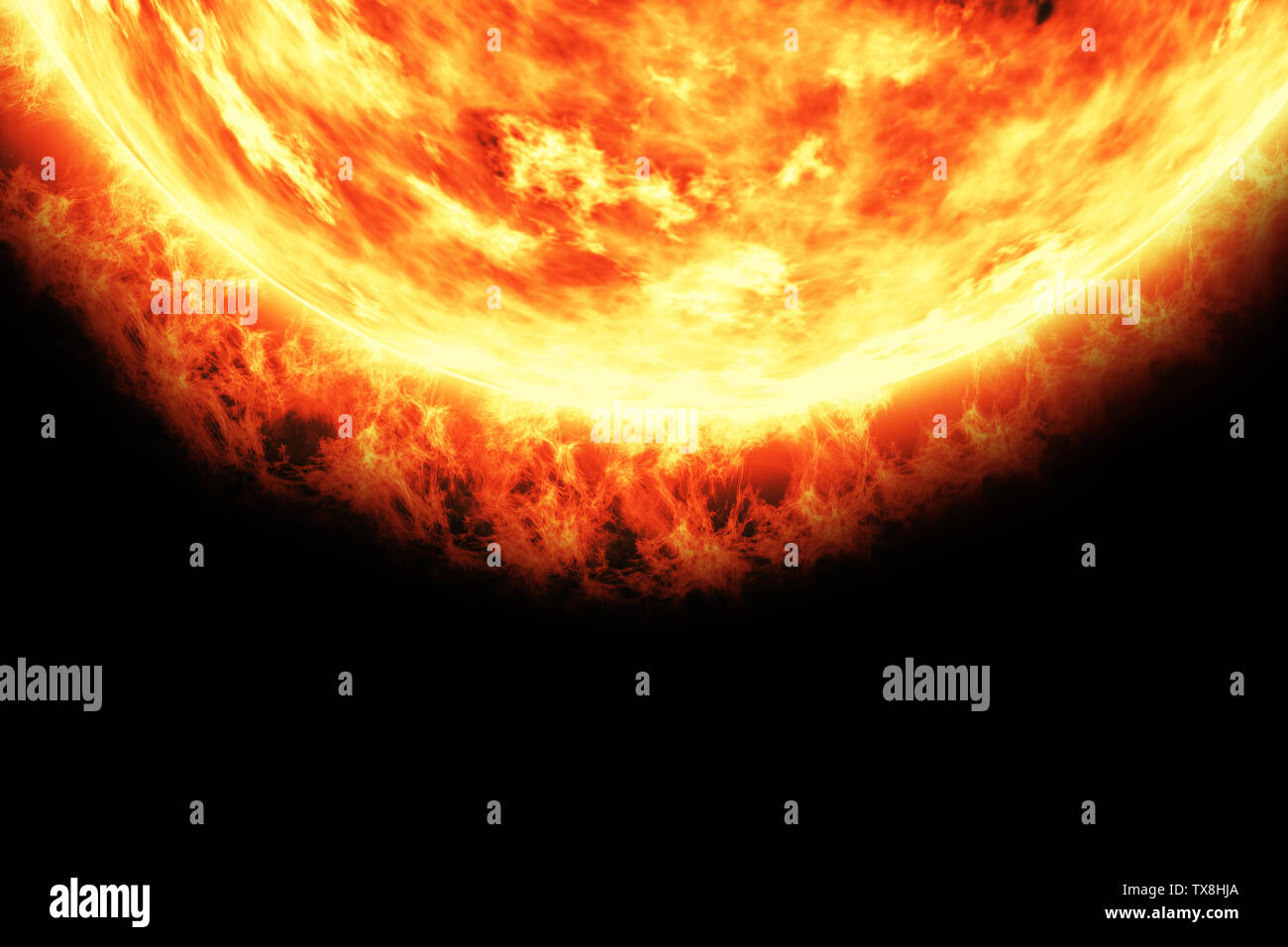 Three-dimensional rendering, fireball with black background Stock Photo ...