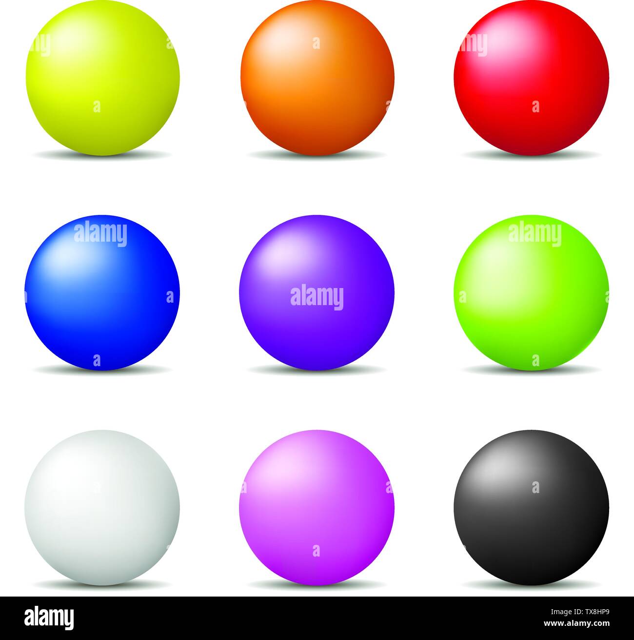 Set of Colorful Realistic Spheres isolated on white background. Glossy ...