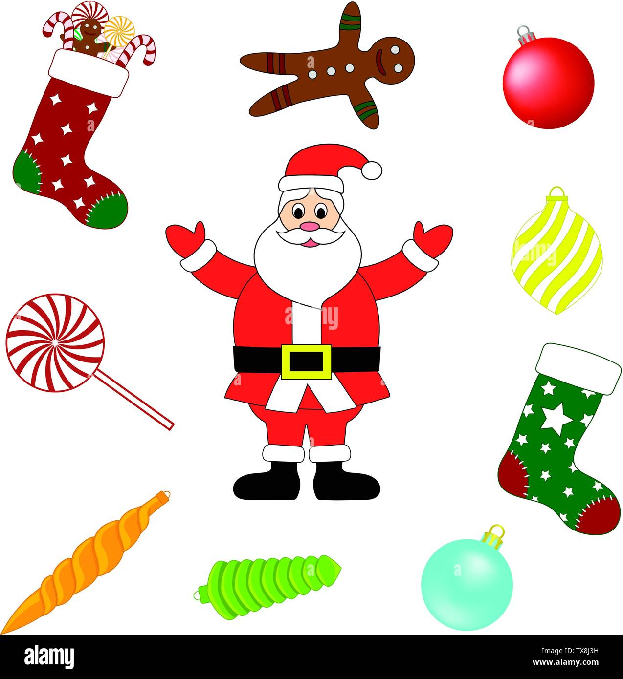 Collection of Christmas Elements. Set of New Year Traditional Symbols ...