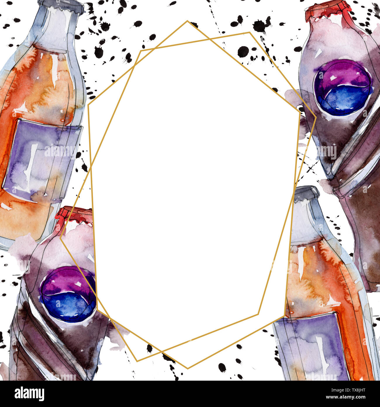 Fresh and cold soft drinks. Watercolor background illustration set ...