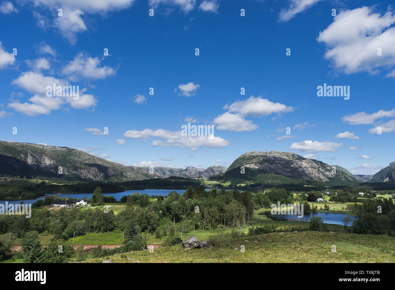 Summer Norwegian landscape. Sunny weather in the highlands in southern ...