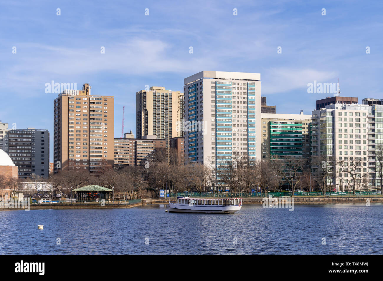 Boston Downtown cityscape along Charles River with skylines building at ...
