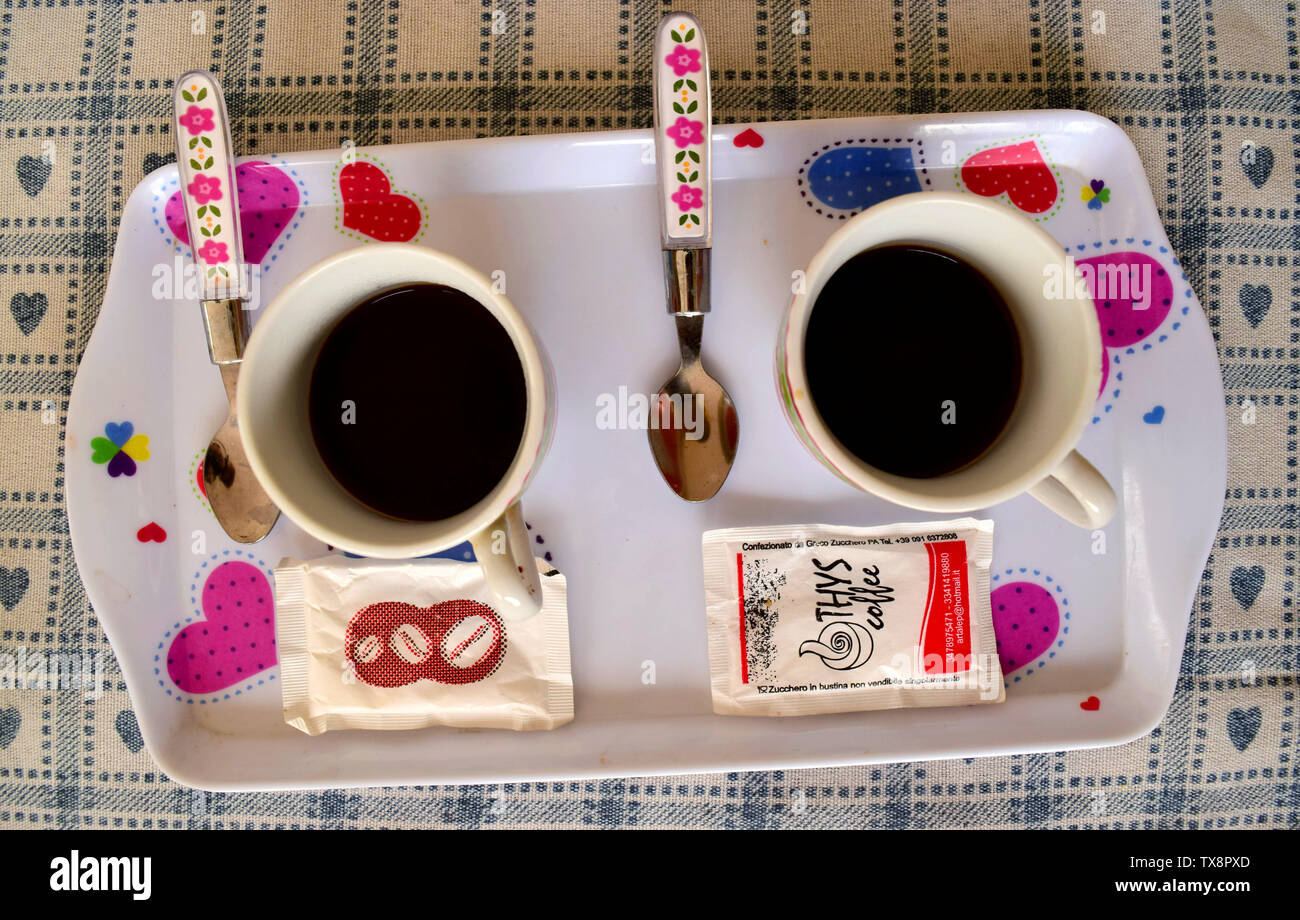 Espresso coffee served simple Stock Photo - Alamy