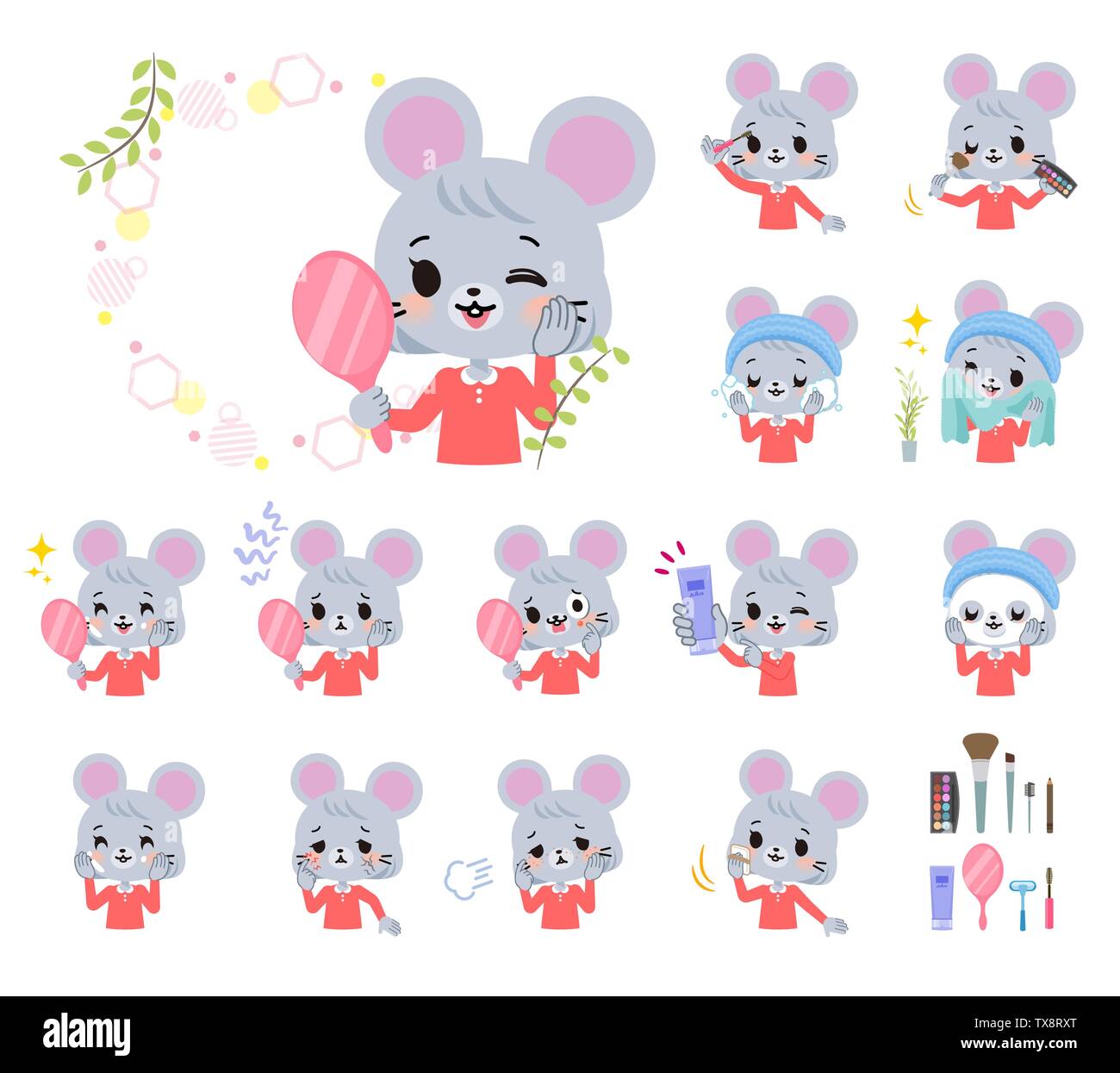 A set of mouse girl on beauty.There are various actions such as skin ...