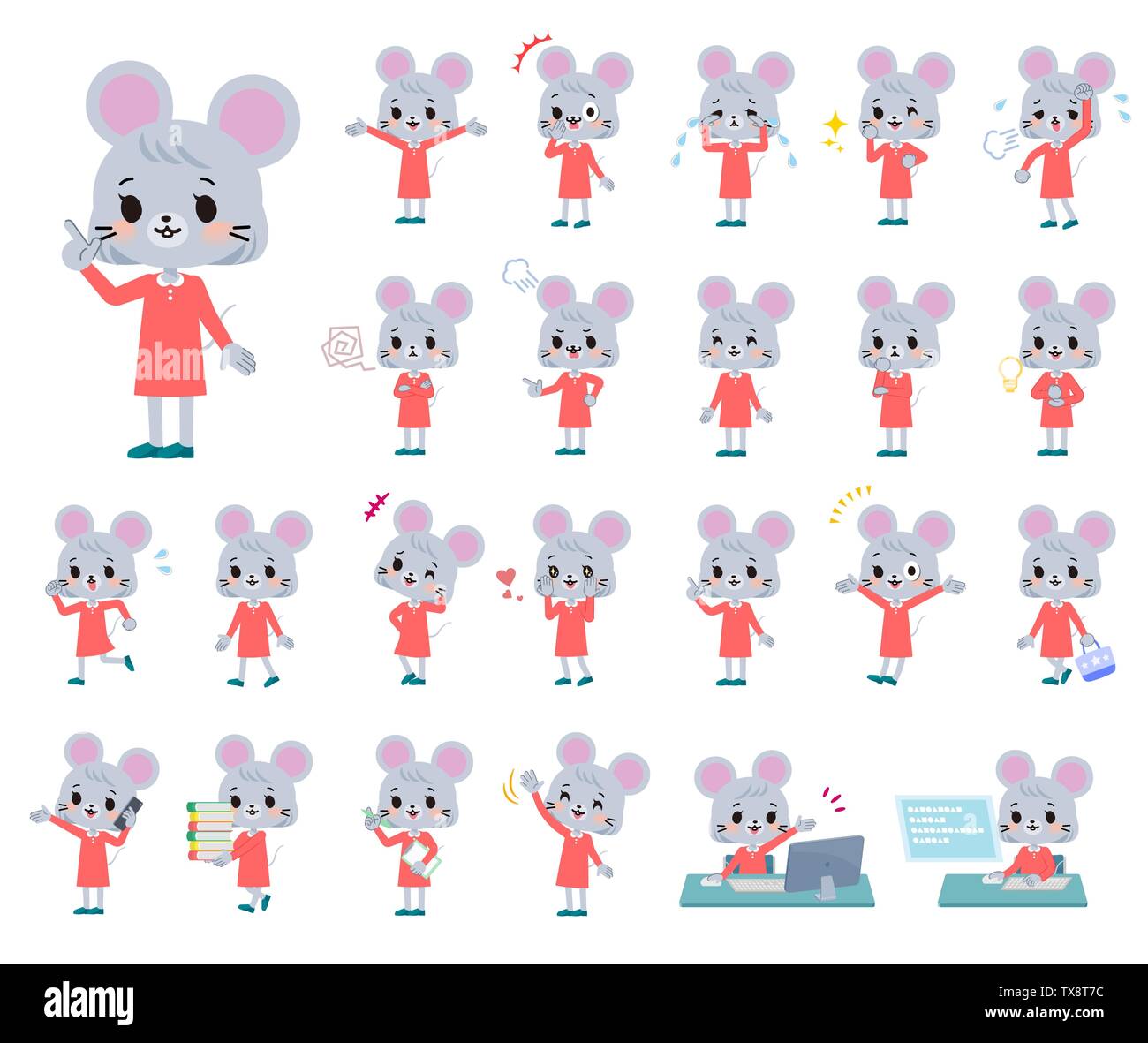 A set of mouse girl with who express various emotions.There are actions ...