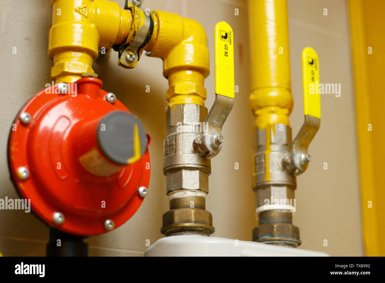 liquid petroleum gas( LPG ) pipe line and safety valve Stock Photo - Alamy