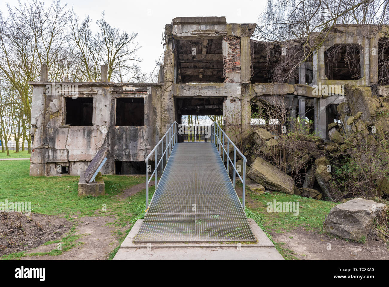 Old destroyed military barracks ruins from the World War II at ...