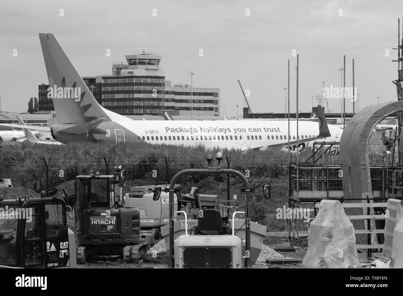 Manchester aviation runway visitor park Stock Photo - Alamy