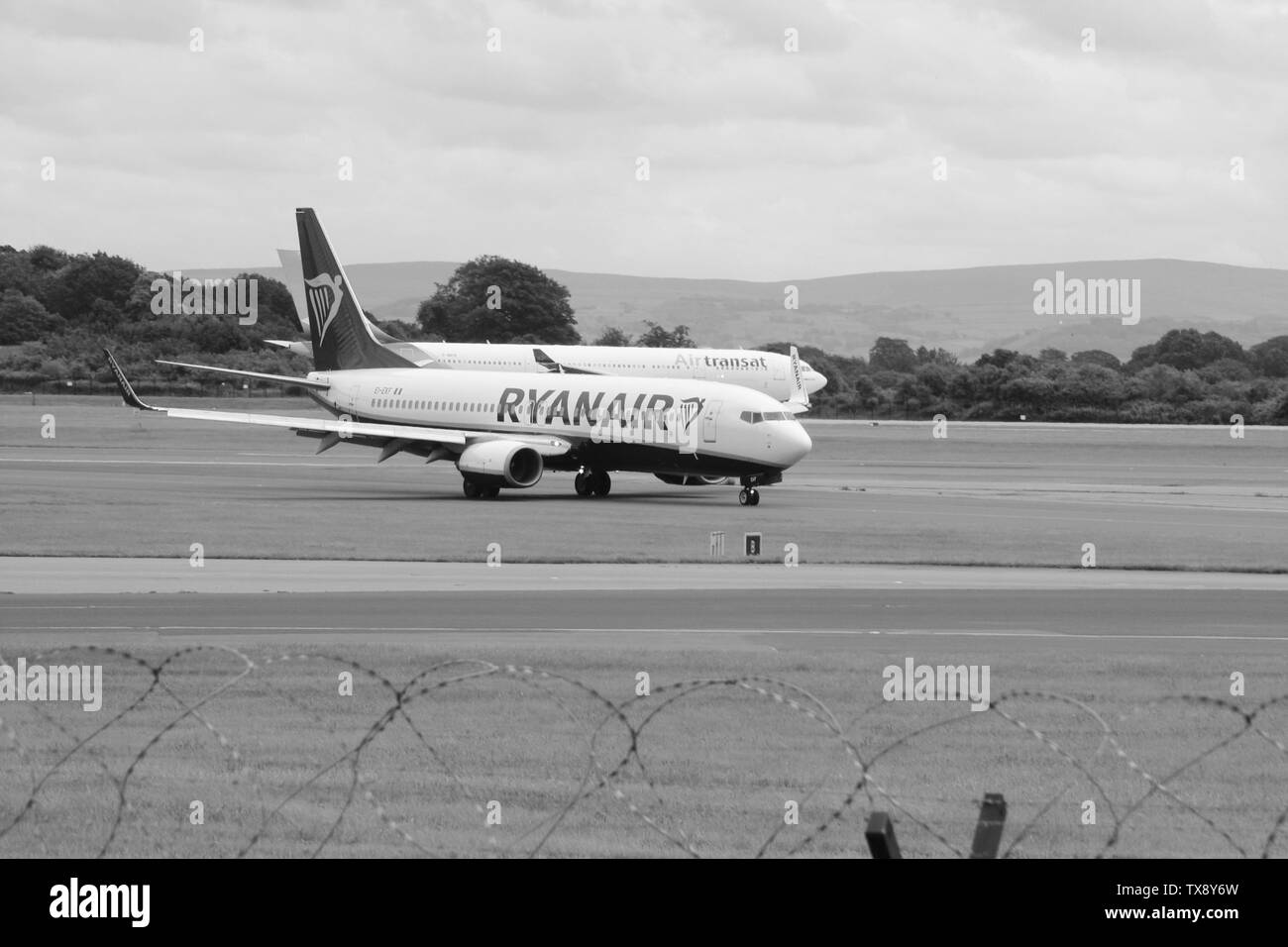 Manchester aviation runway visitor park Stock Photo - Alamy