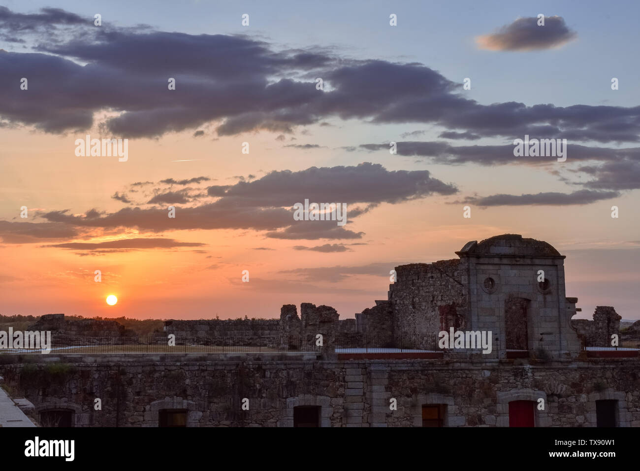 Colorful sunset landscape in old military fort ruins Stock Photo - Alamy