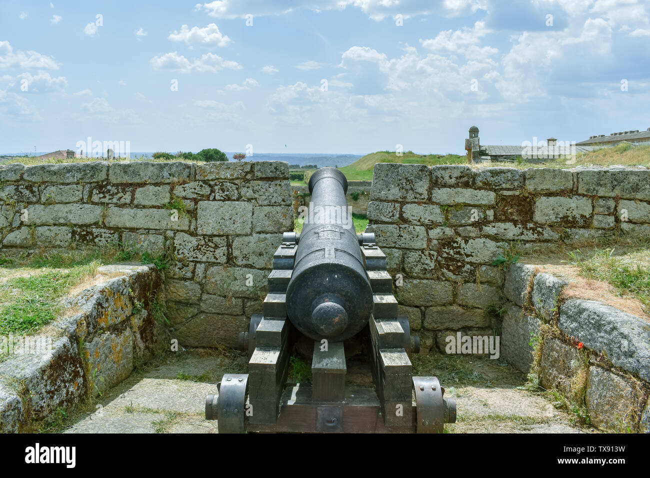 Cannon in an old fortress, Almeida Portugal Stock Photo - Alamy