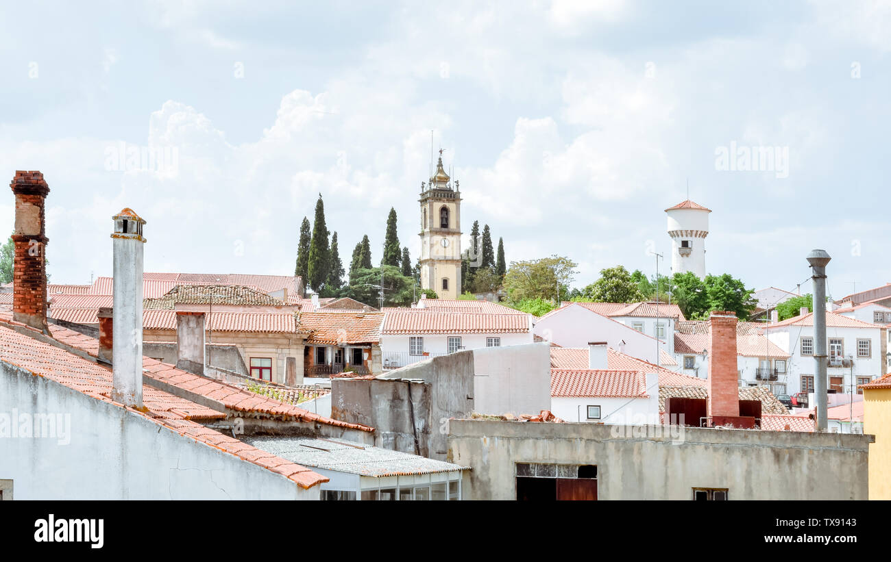 View of Almeida, Portuguese village. Towers and crosses on the town's ...