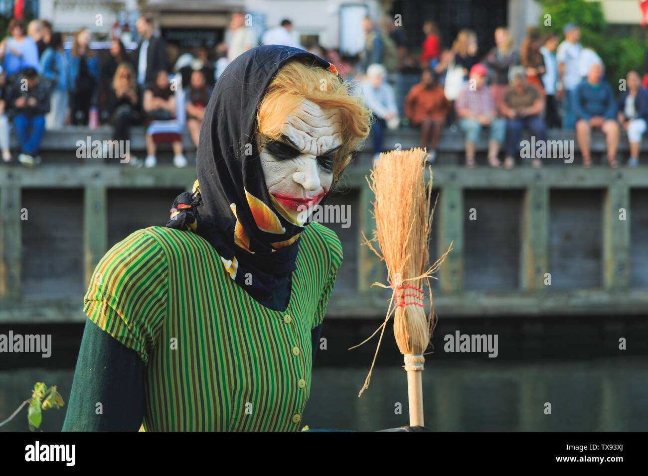 The witch before burning down at Saint John's Eve in denmark Stock ...