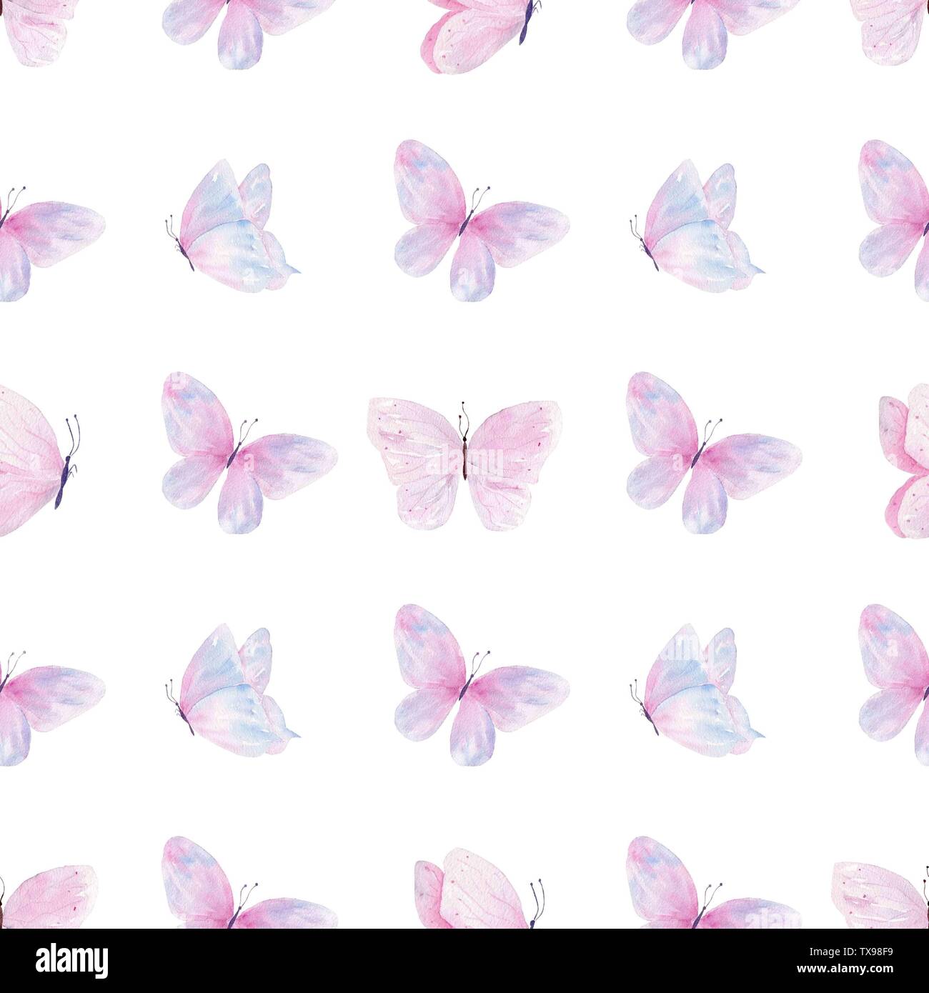 Butterfly cluster hand drawn watercolor seamless pattern. Beautiful ...