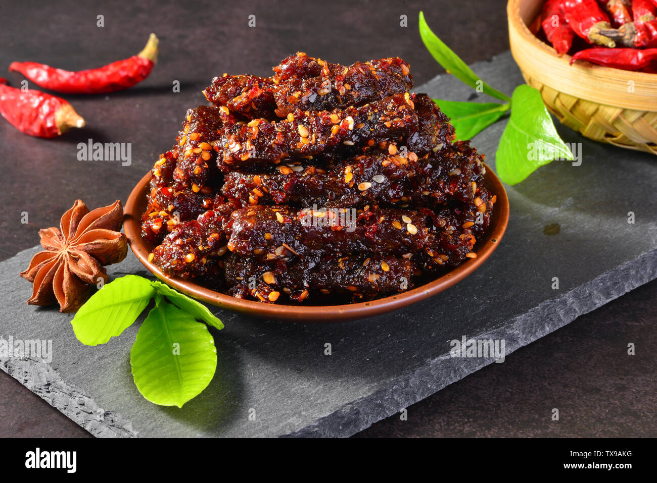 Spicy beef strips Stock Photo - Alamy