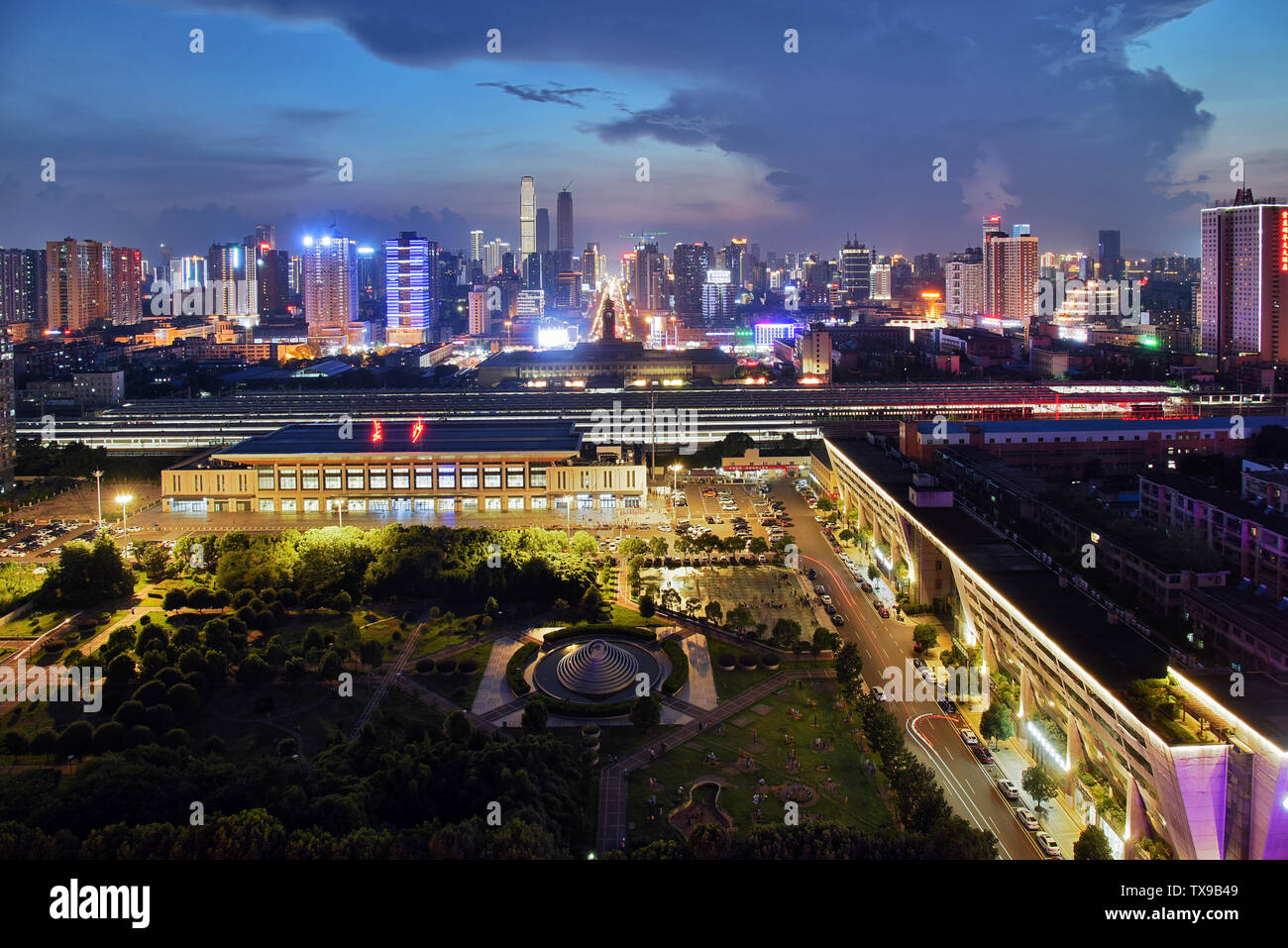 City Scenery Night View of Changsha Railway Station Stock Photo - Alamy