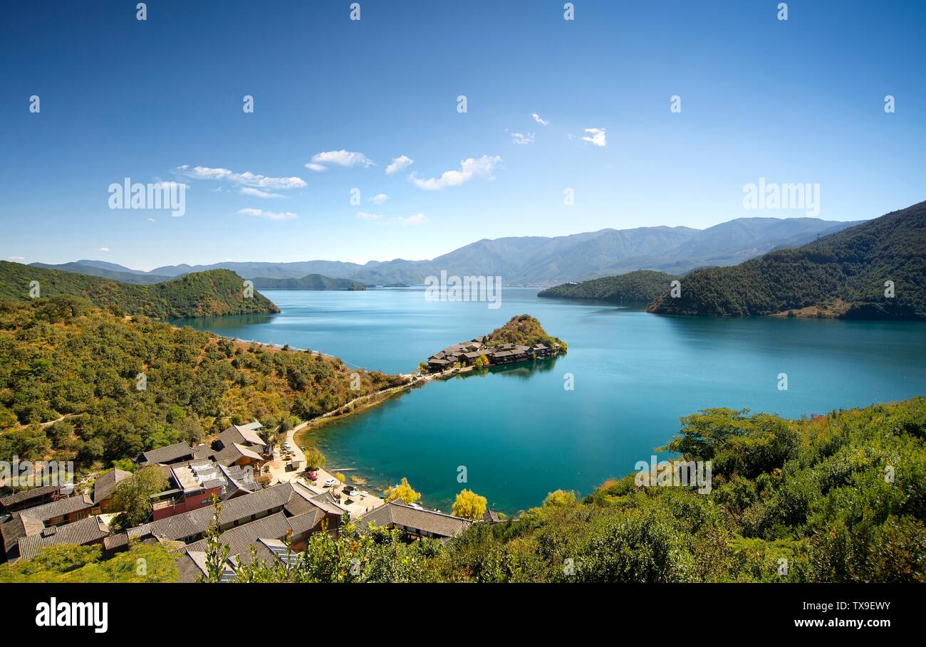 Beautiful scenery of Lugu Lake, located in Liangshan Prefecture ...