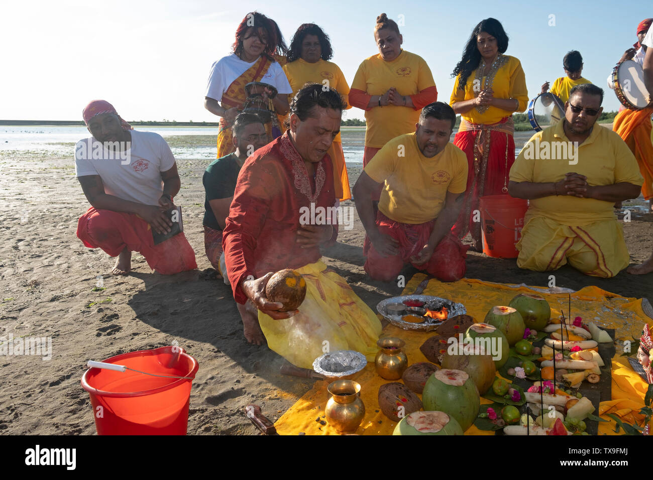 Prior to the the cleansing ritual of GANGA MAA POOSAI, a pujari ...