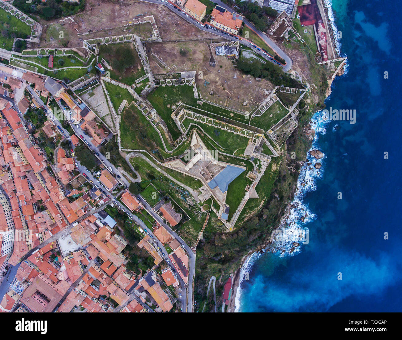 Top view of the Fort Falcone in Portoferraio on Elba island, Italy ...