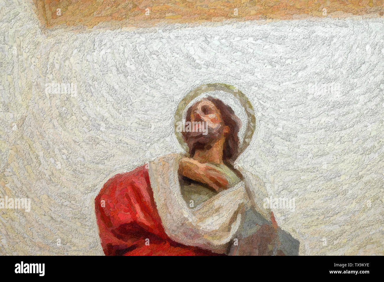 illustration of the statue of Saint Luke Stock Photo - Alamy