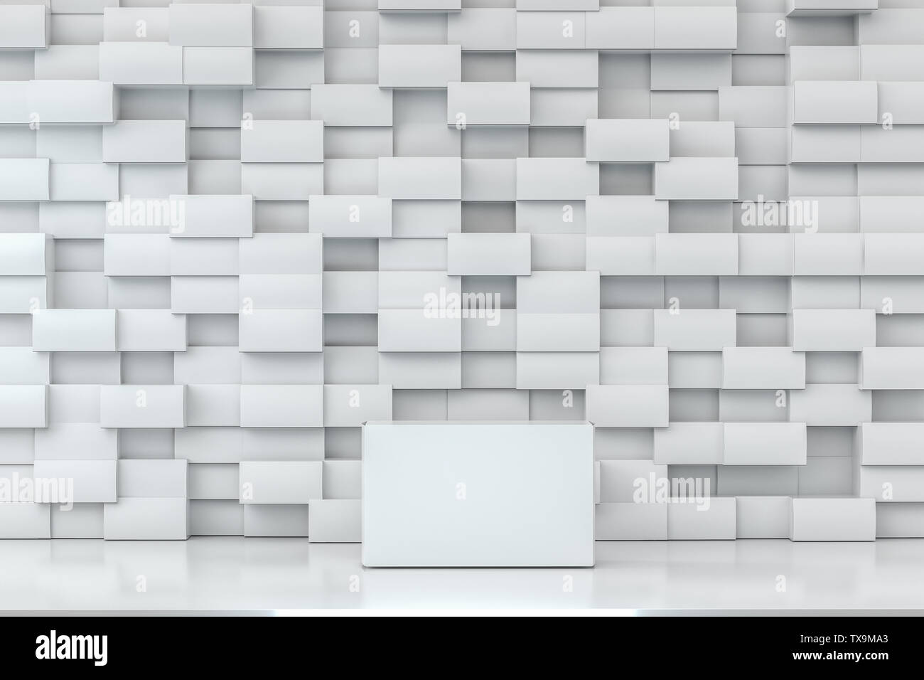 Three-dimensional rendering, white box with light color background ...