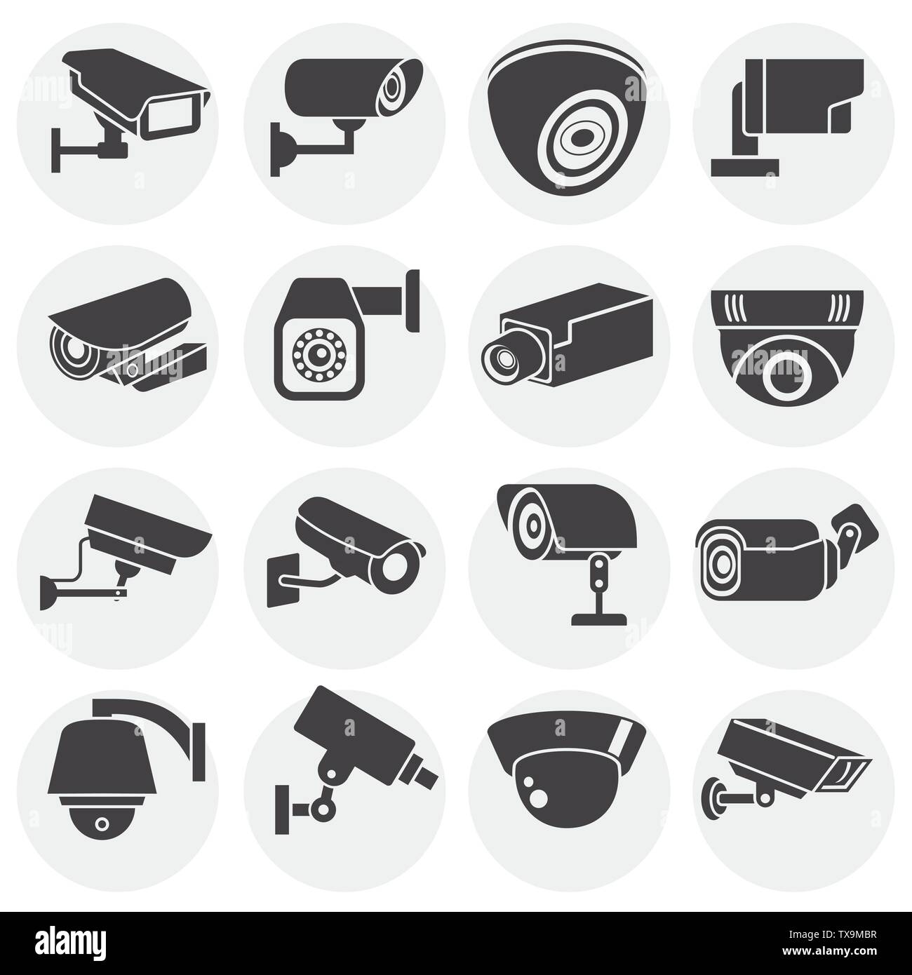 CCTV related icon set on background for graphic and web design. Simple ...