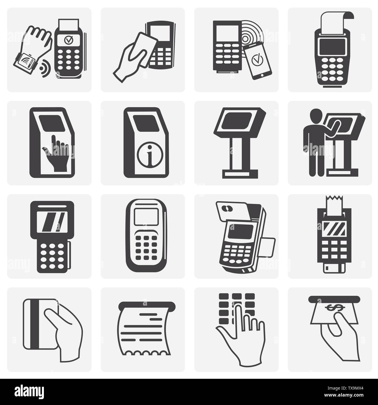 Pos terminal icons set on background for graphic and web design. Simple ...